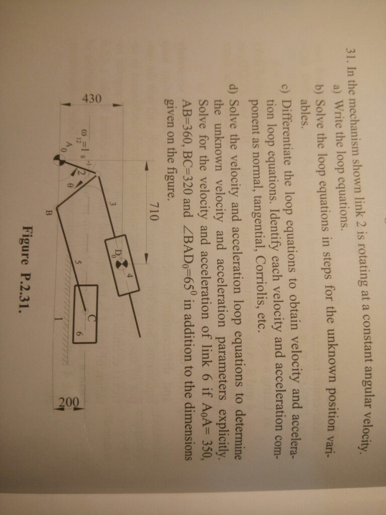 Solved 31. In the mechanism shown link 2 is rotating at a | Chegg.com
