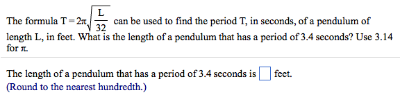 Solved The formula T = 2 pi L/32 can be used to find the | Chegg.com