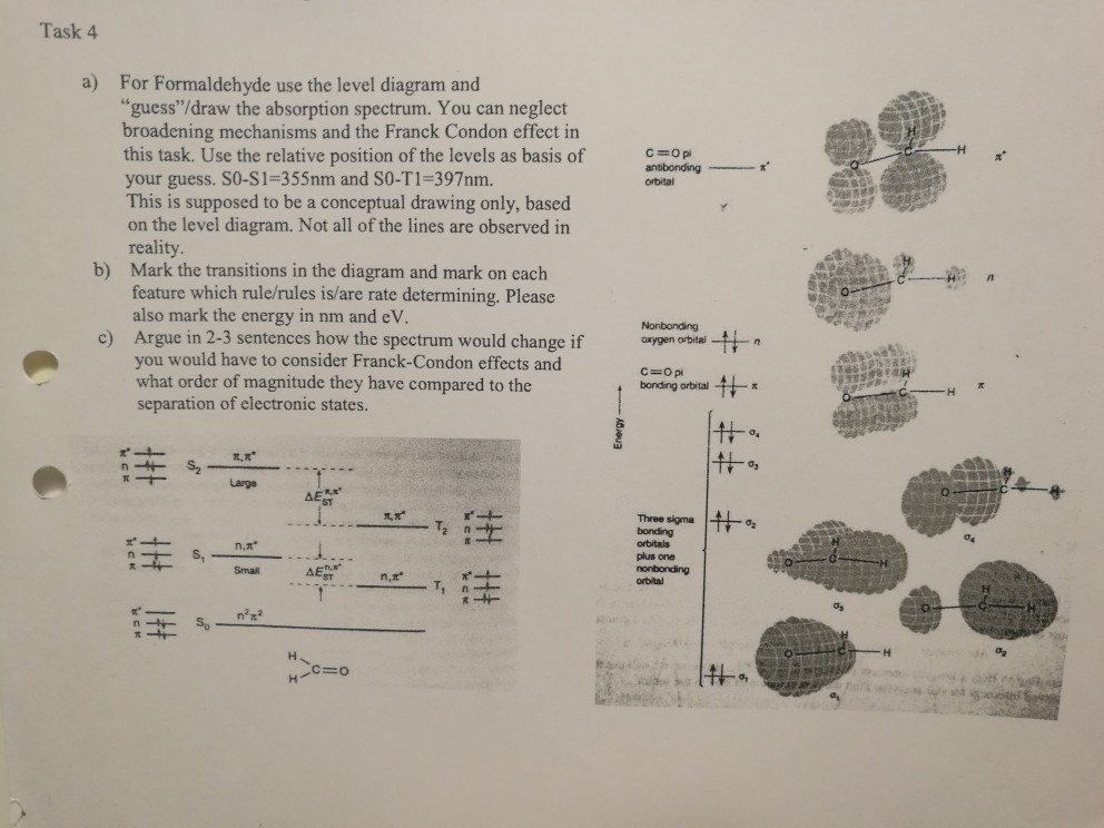 Solved Task 4 a) For Formaldehyde use the level diagram and | Chegg.com