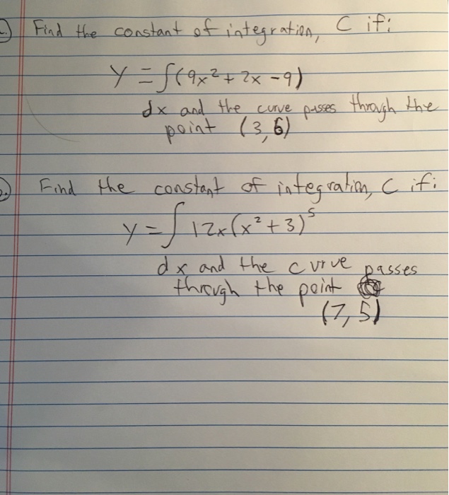 Solved Find the constant of integration, C if: y = integral | Chegg.com