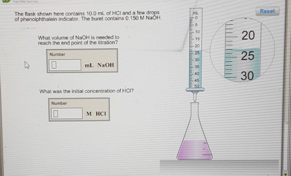 Solved The flask shown here contains 10.0 mL of HCI and a | Chegg.com