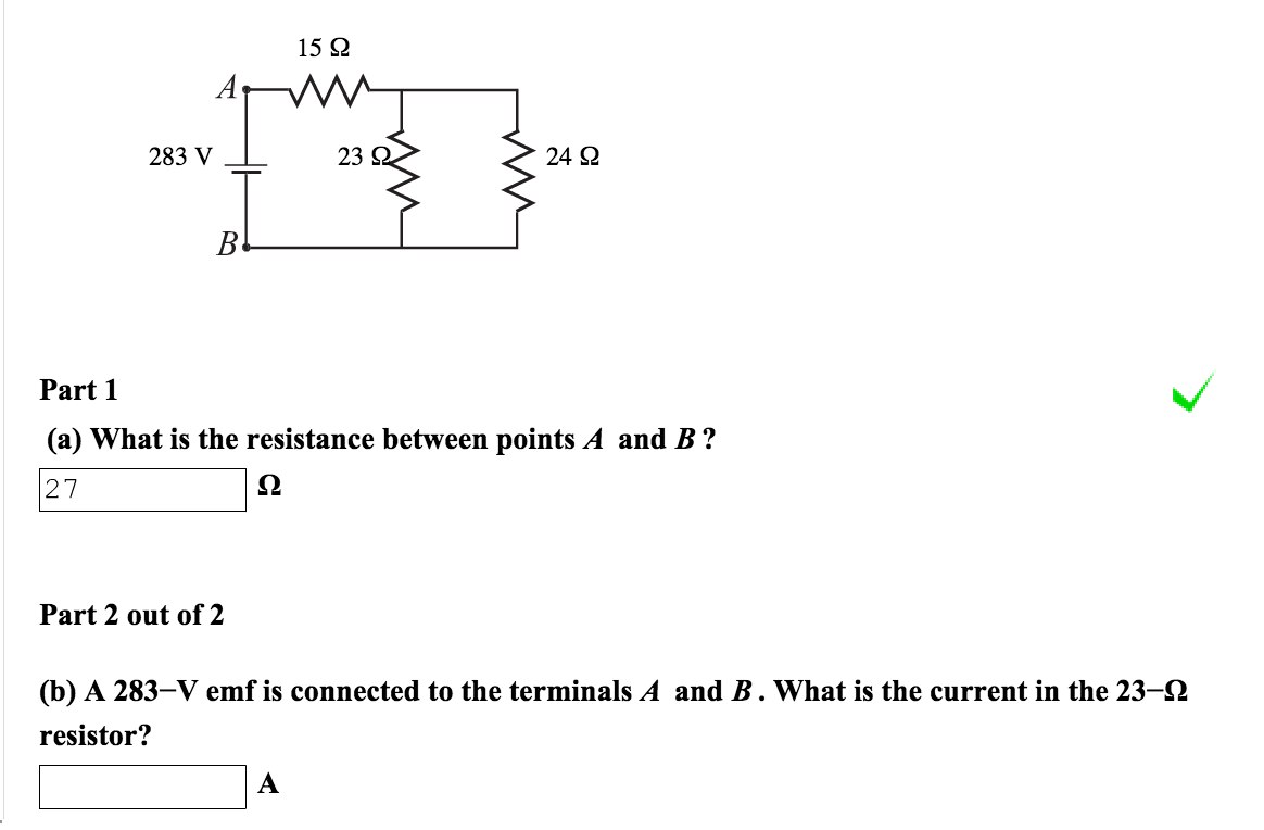 Solved Part 1 (a) What is the resistance between points A | Chegg.com