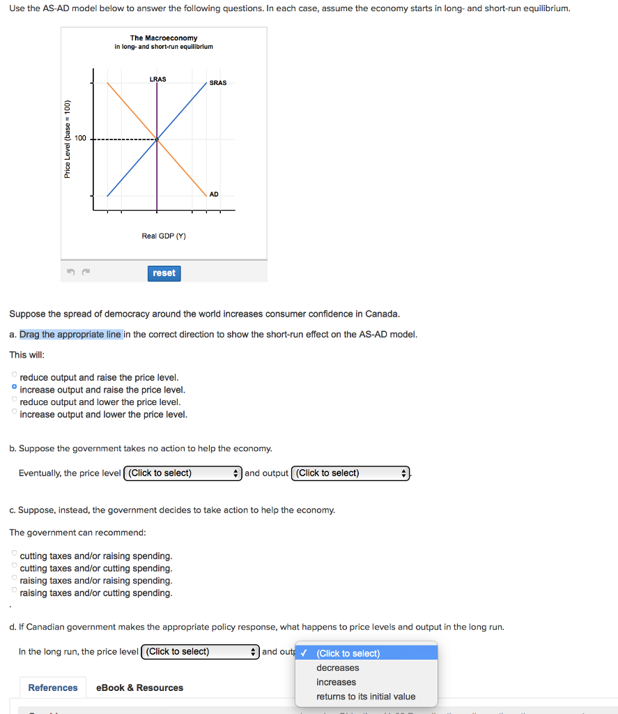 Solved Use the AS-AD model below to answer the following | Chegg.com