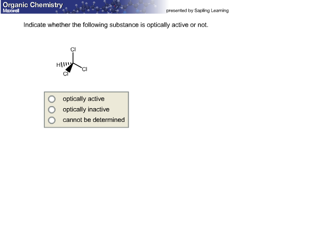 Solved Indicate whether the following substance is optically | Chegg.com