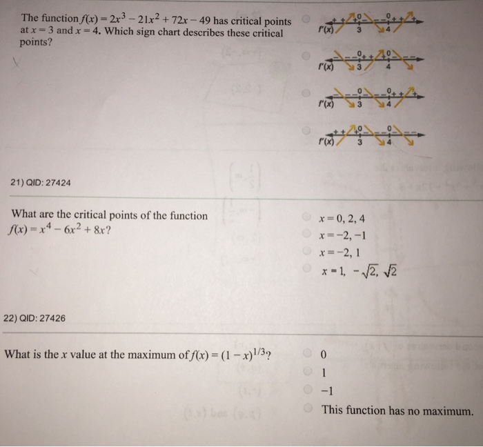 Solved The function f(x) = 2x^3 - 21x^2 + 72x - 49 has | Chegg.com