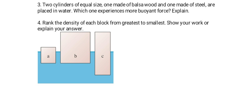 Solved 3. Two cylinders of equal size, one made of balsa | Chegg.com