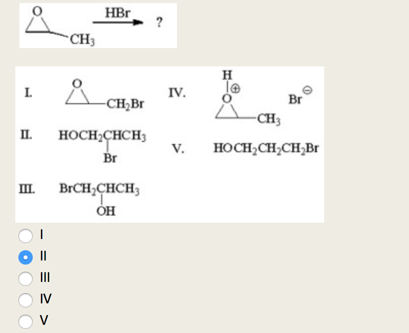 Solved HBr CH3 l@ IV Br CH Br CH3 V. HOCH2CH2CH2Br Br III. | Chegg.com