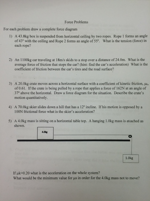 Solved Physics homework: Force Problems. I've already | Chegg.com