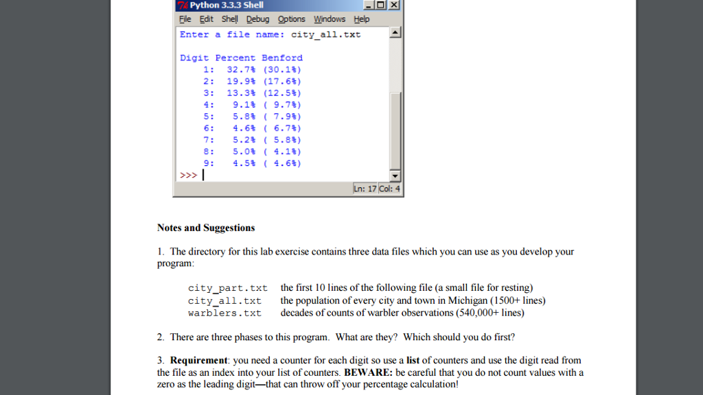 Solved Benford's Law Benford's Law (sometimes called the | Chegg.com