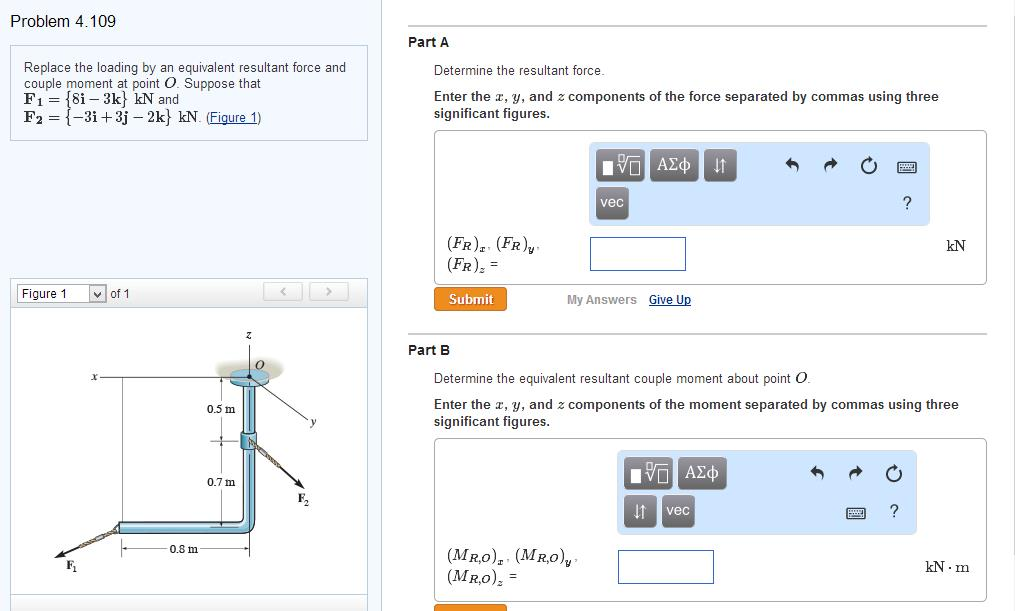 Solved Replace the loading by an equivalent resultant force | Chegg.com