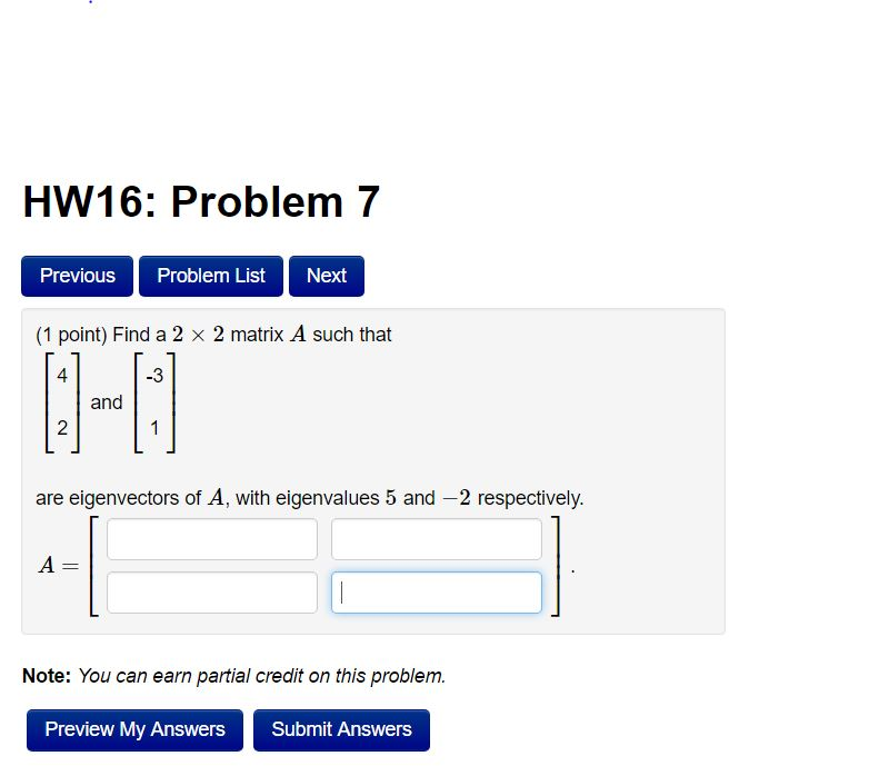 Solved Find a 2 times 2 matrix A such that [4 2] and [-3 | Chegg.com