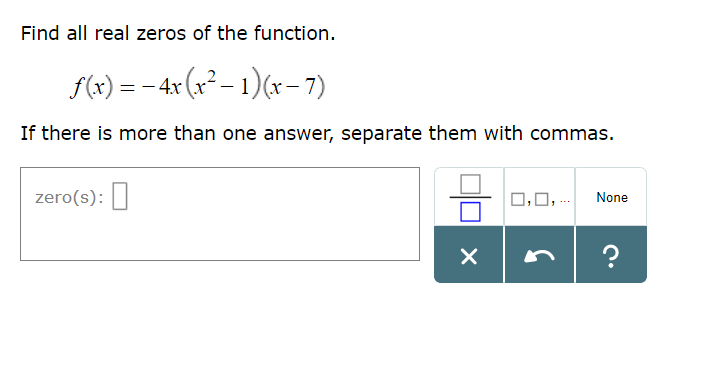 Solved Find all real zeros of the function. fx)2-1)r-7) If | Chegg.com