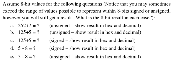 Solved Assume 8-bit values for the following questions | Chegg.com