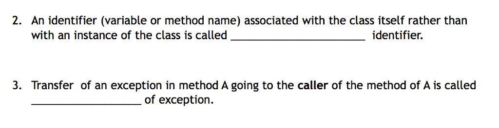 Solved 2. An identifier (variable or method name) associated | Chegg.com