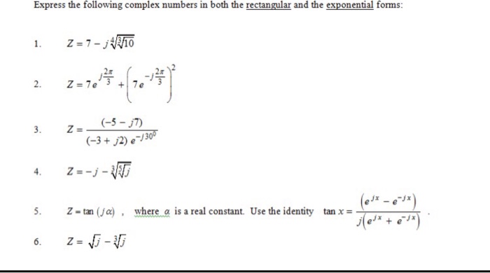 Solved Express the following complex numbers in both the | Chegg.com