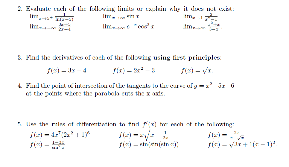 Solved Evaluate each of the following limits or explain why | Chegg.com