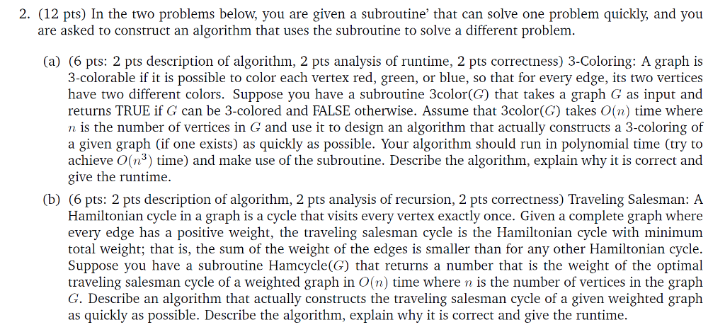 Solved 2. (12 pts) In the two problems below, you are given | Chegg.com