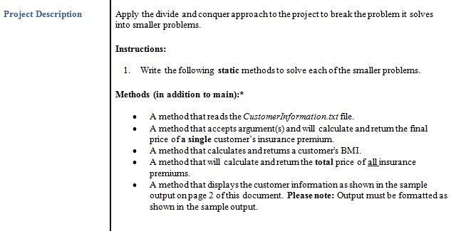 Solved Project Description Apply the divide and conquer | Chegg.com