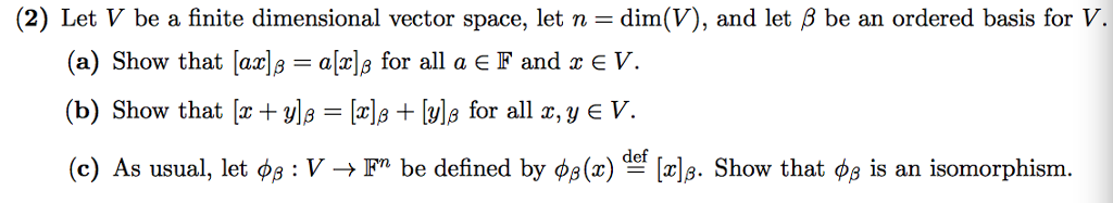 Solved (2) Let V be a finite dimensional vector space, let n | Chegg.com