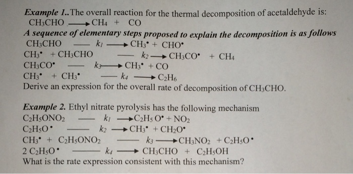 Solved I reaction for the thermal decomposition of | Chegg.com