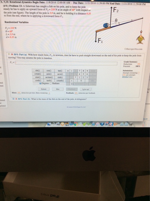 Solved h-910: Rotational dynamics Begin Date: 11/8/2016 12 | Chegg.com