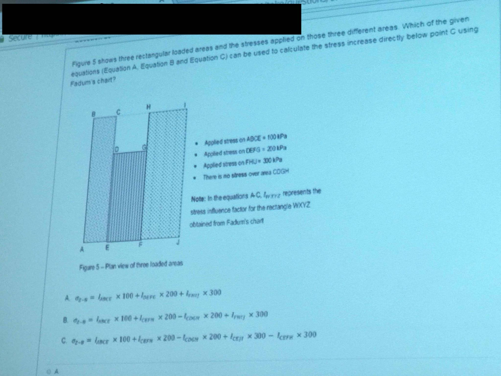 Solved Figure 5 shows three rectangular loaded areas and the | Chegg.com