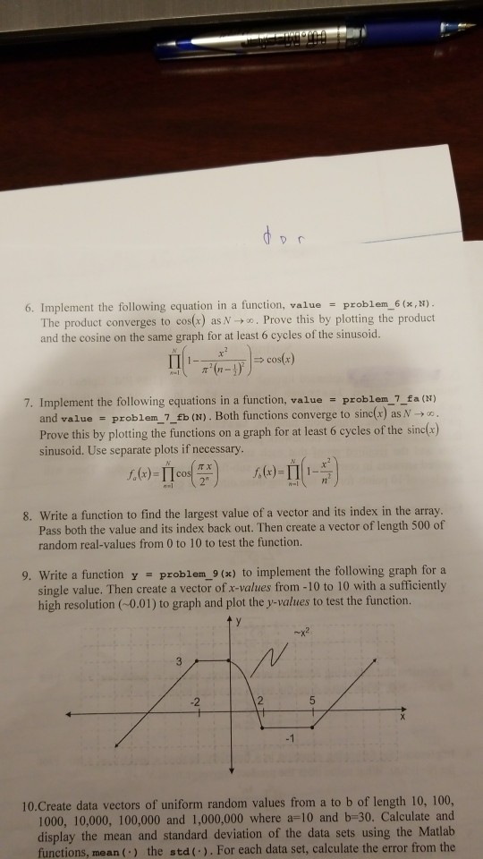 Solved 6. Implement the following equation in a function, | Chegg.com
