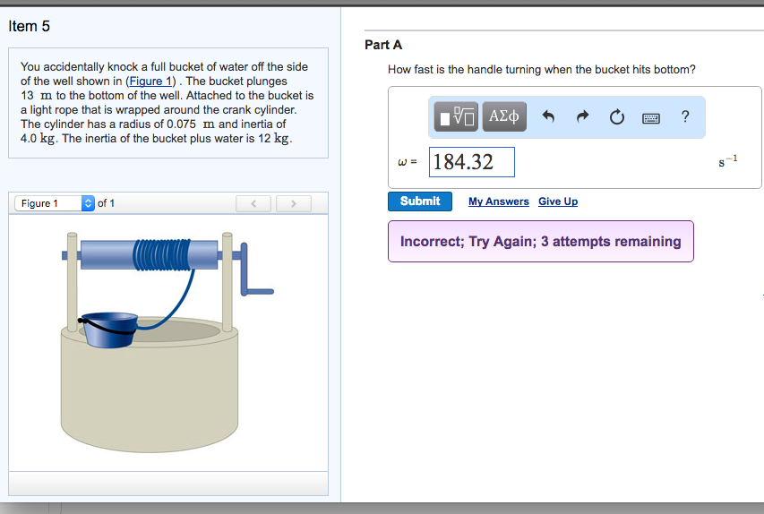 Solved Item 5 Part A You accidentally knock a full bucket of | Chegg.com