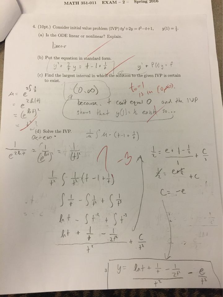 Solved Consider initial value problem (IVP) ty prime +2y = | Chegg.com