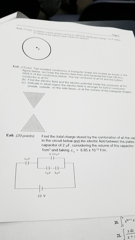 Solved Ex, (15 pts) Two isolated conductors of triangular | Chegg.com