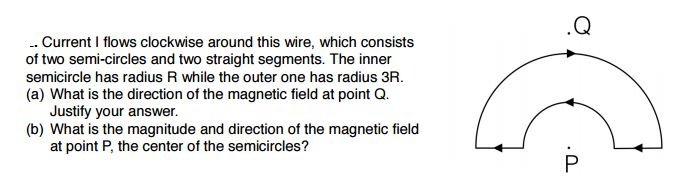 Solved Current I flows clockwise around this wire, which | Chegg.com