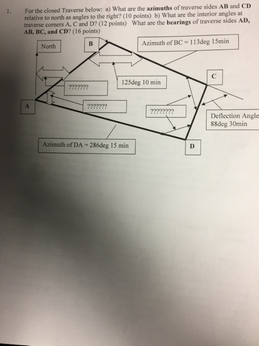 Solved For the closed Traverse below: a) What are the | Chegg.com