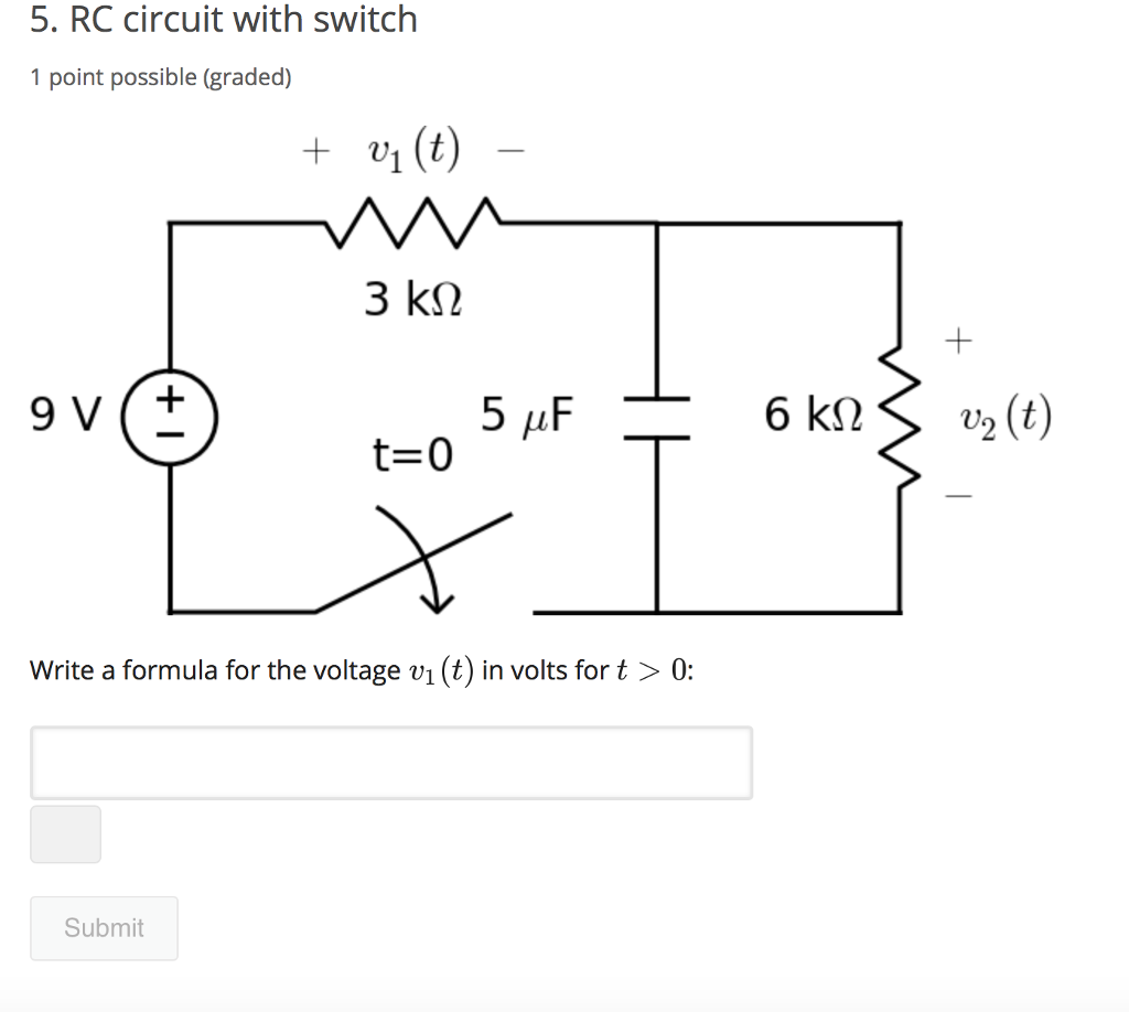 Solved 1. RC Step Response 1 point possible (graded) v(t) 20 | Chegg.com