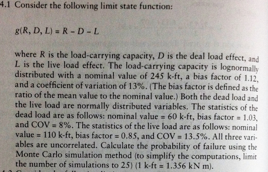 Consider The Following Limit State Function G R D