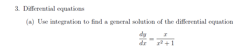 Solved 3. Differential equations (a) Use integration to find | Chegg.com