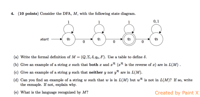 Solved 4. (10 points) Consider the DFA, M, with the | Chegg.com