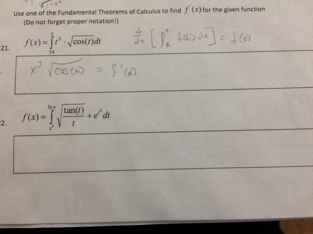 Solved Use one of the Fundamental Theorems of Calculus to | Chegg.com