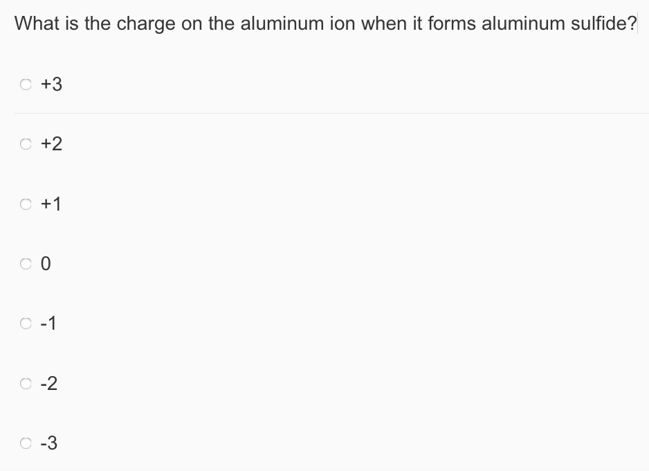 Solved What is the charge on the aluminum ion when it forms | Chegg.com