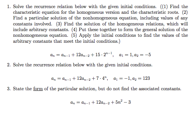 Solved Solve The Recurrence Relation Below With The Given