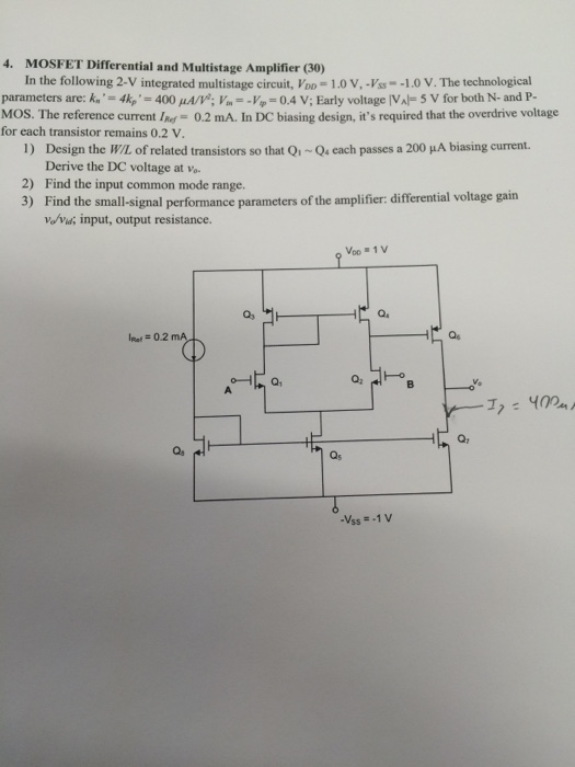 Solved MOSFET Differential and Multistage Amplifier (30) In | Chegg.com
