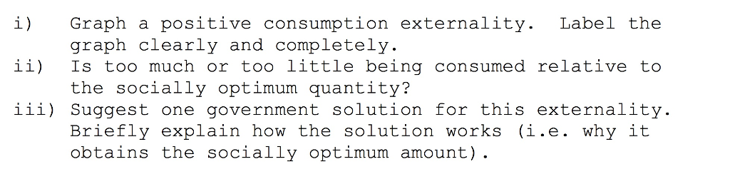 Solved i) Graph a positive consumption externality. Label | Chegg.com