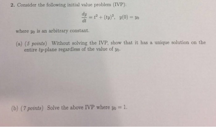 Solved Consider the following initial value problem (IVP): | Chegg.com