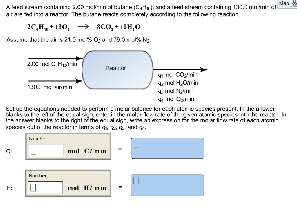 Solved A feed stream containing 2.00 mol/min of butane | Chegg.com