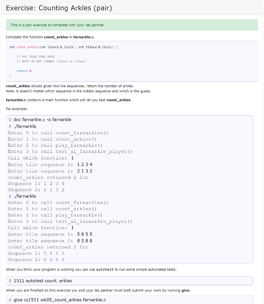 Exercise: Counting Arkles (pair) This is a pair | Chegg.com