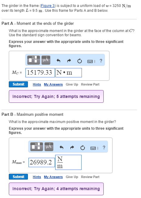 Solved The girder in the frame (Figure 3is subject to a | Chegg.com