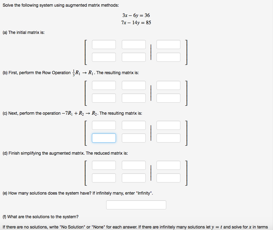 Solved Solve The Following System Using Augmented Matrix 