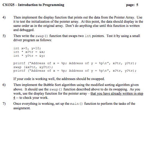 Solved Program 6 Sorting With Pointers Sometimes Were