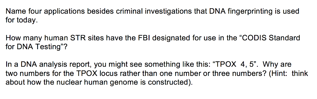 Solved Name four applications besides criminal | Chegg.com