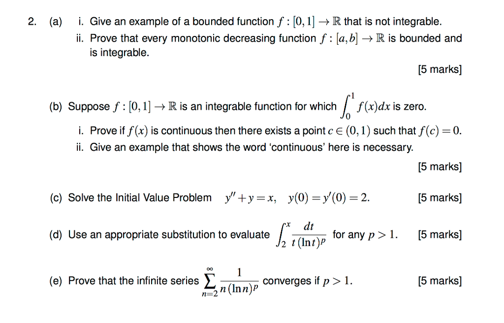 Solved 2. (a) Give an example of a bounded function f: | Chegg.com