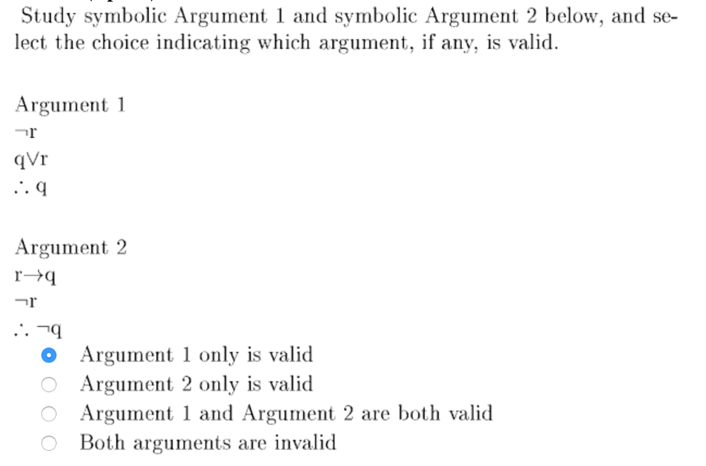 Solved Study symbolic Argument 1 and symbolic Argument 2 | Chegg.com
